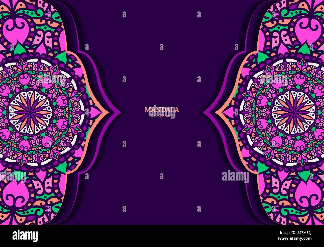 Vector vintage decor, ornate seamless borders and round mandala ...