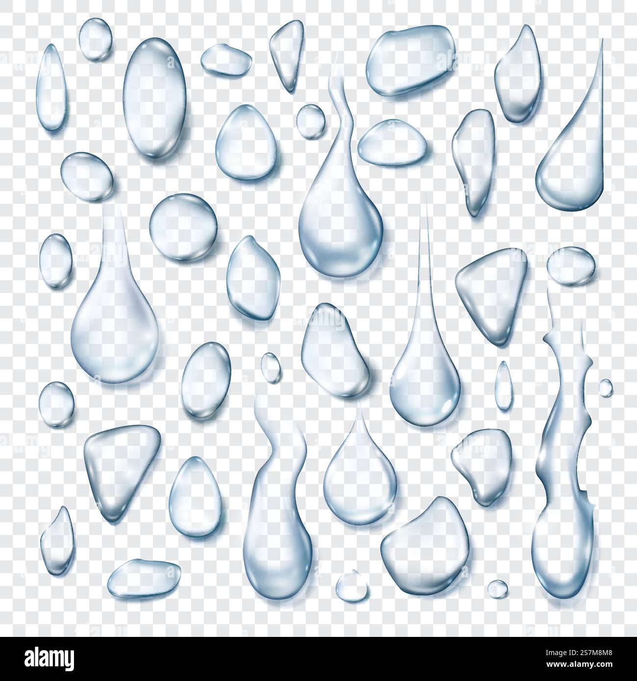 Water drops. Realistic 3d rain droplet shape on glass. Condensation ...