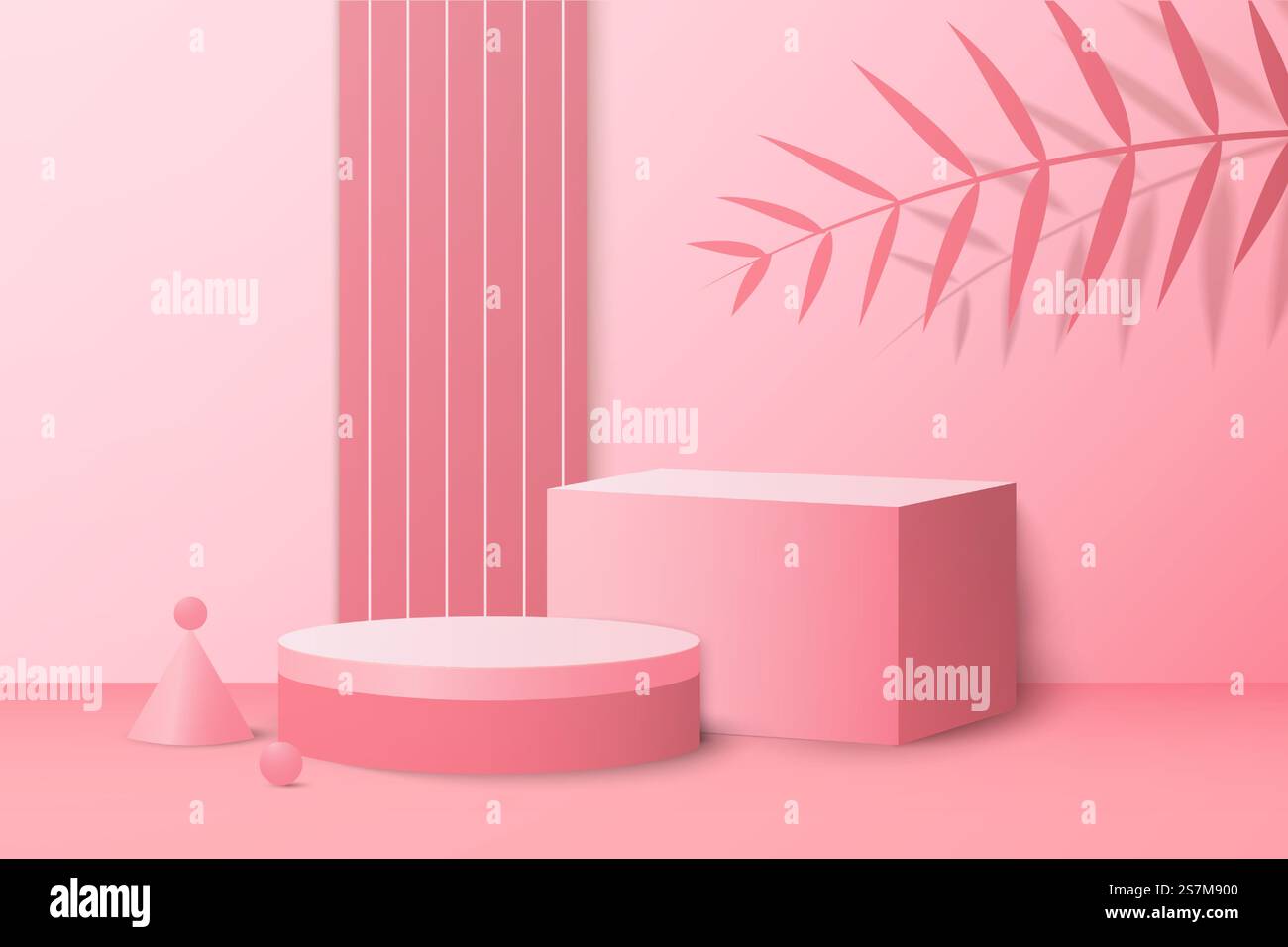 Background vector 3d pink rendering with podium and minimal pink wall ...