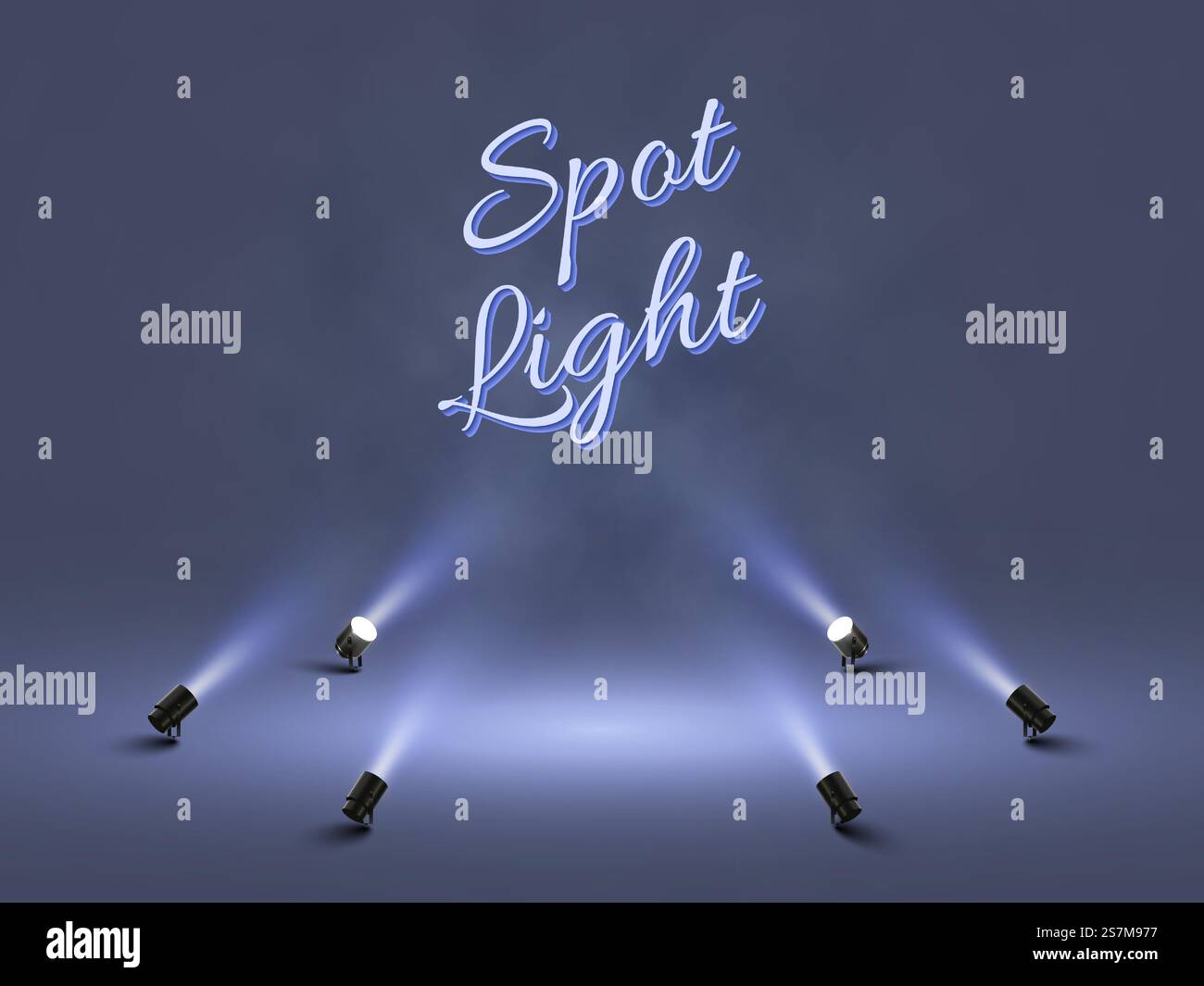 Spotlights with bright white light shining stage. Illuminated effect ...