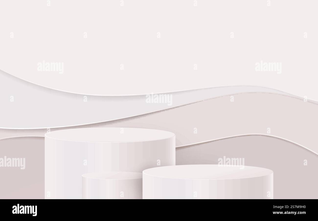 3D white circle podium display on wavy paper art background. Vector ...