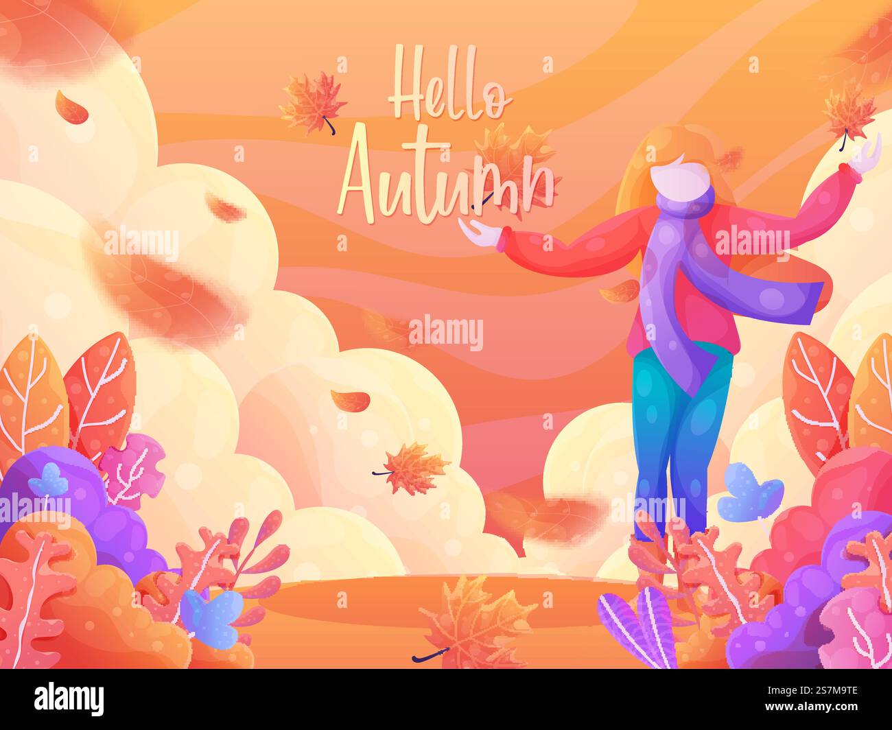 Panoramic rural autumn landscape Stock Vector Images - Alamy