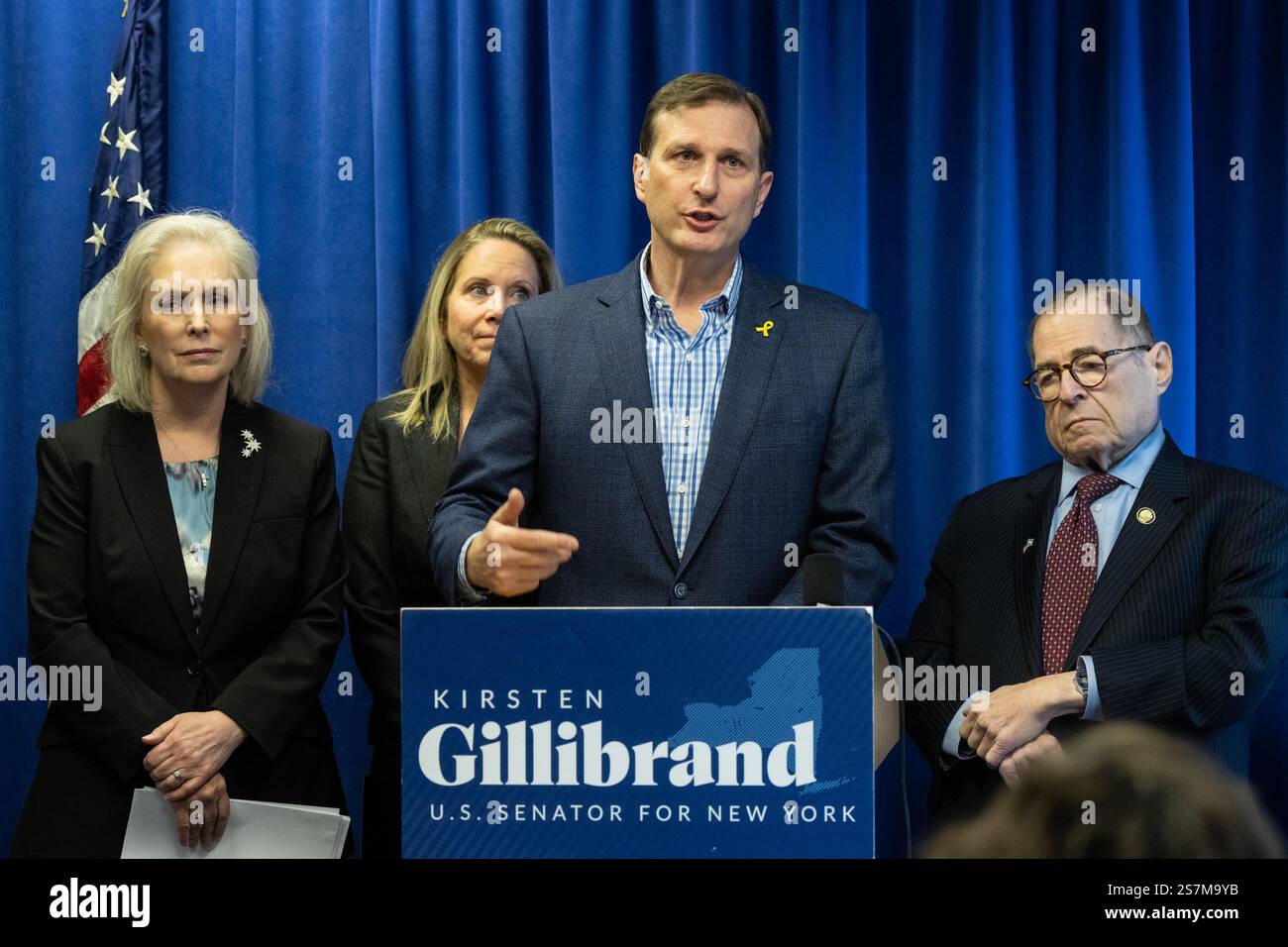 New York, NY, 19 January 2025: Congressman Dan Goldman speaks during ...