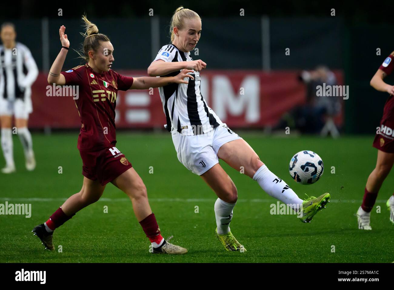 Giada Greggi of AS Roma and Elsa Pelgander of Juventus FC during the ...