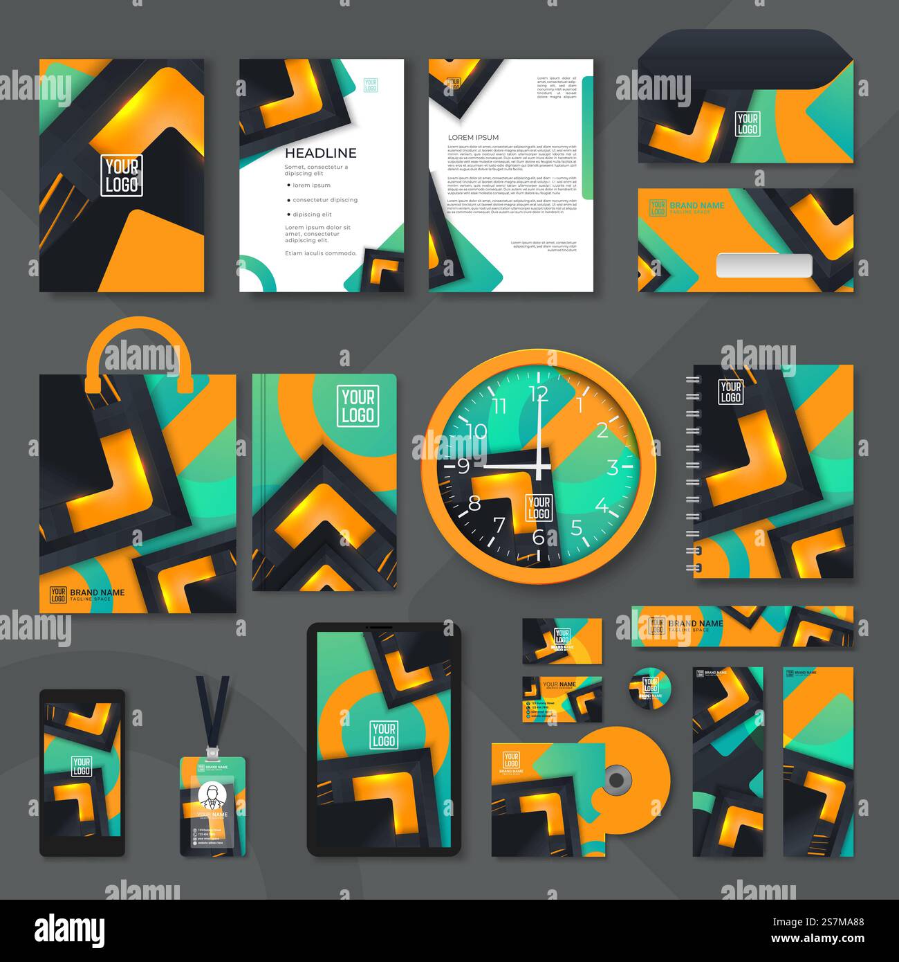 Corporate branding identity design. Stationery mockup vector megapack ...