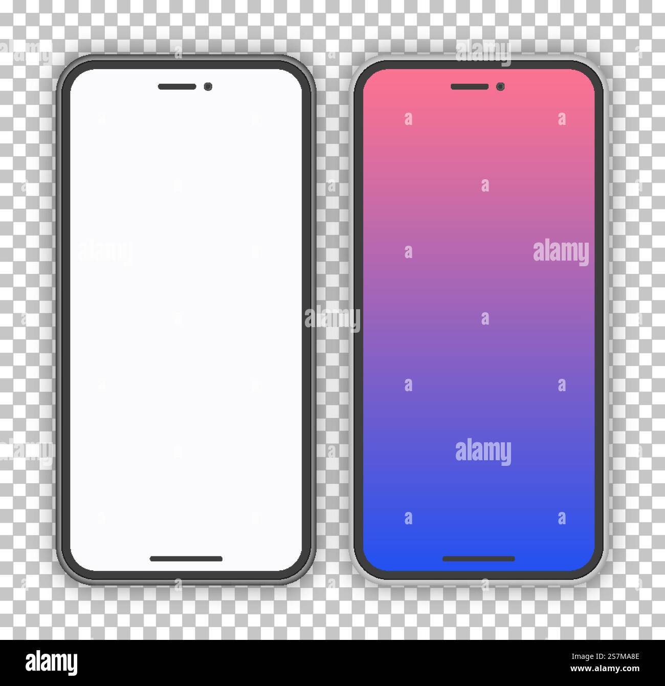 Realistic models smartphone with transparent screens. Smartphone mockup ...