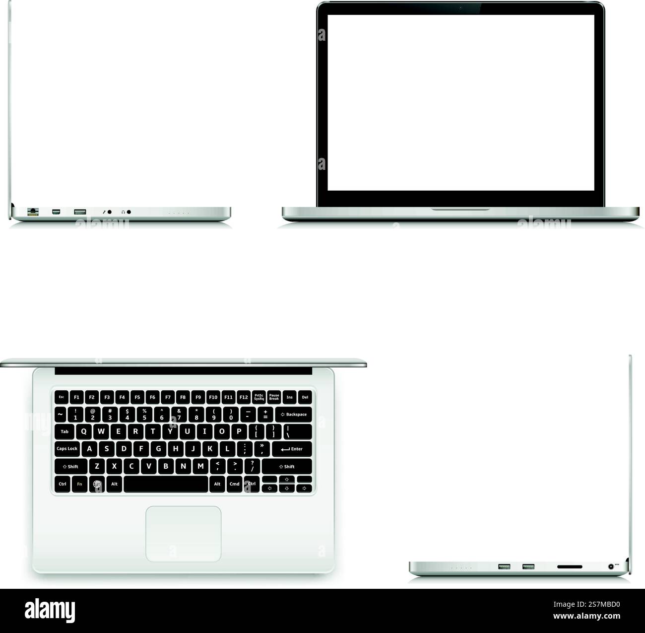 Realistic Set Computer Laptop Tablet And Smartphone Device Screen