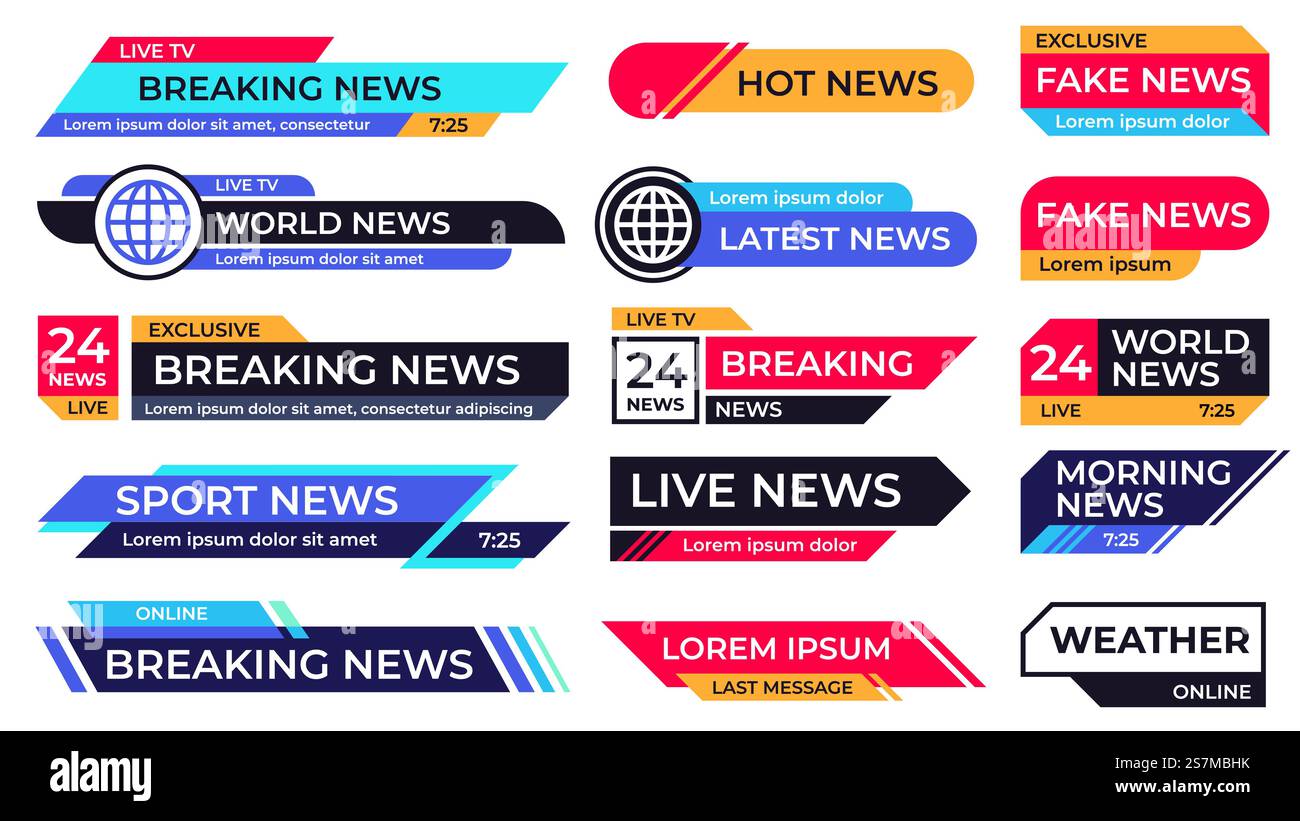 Breaking news banner broadcasting screen bars hi-res stock photography ...