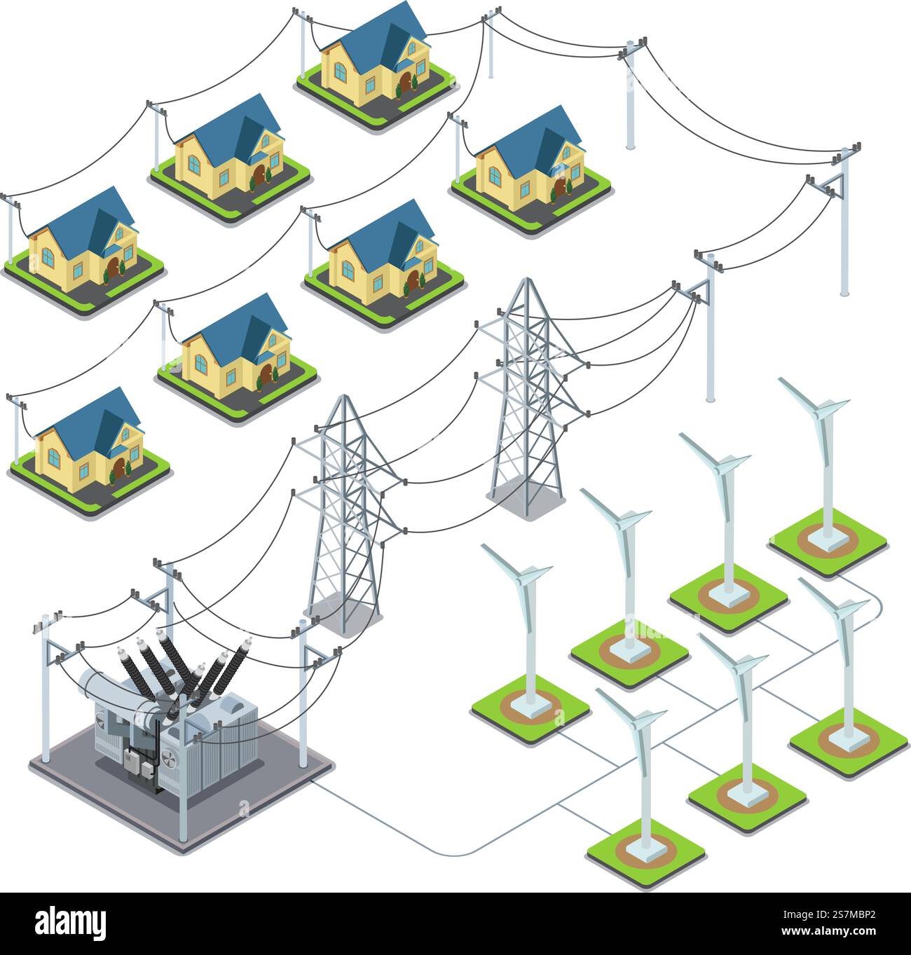 Wind energy propeller green village power supply cycle infographics ...