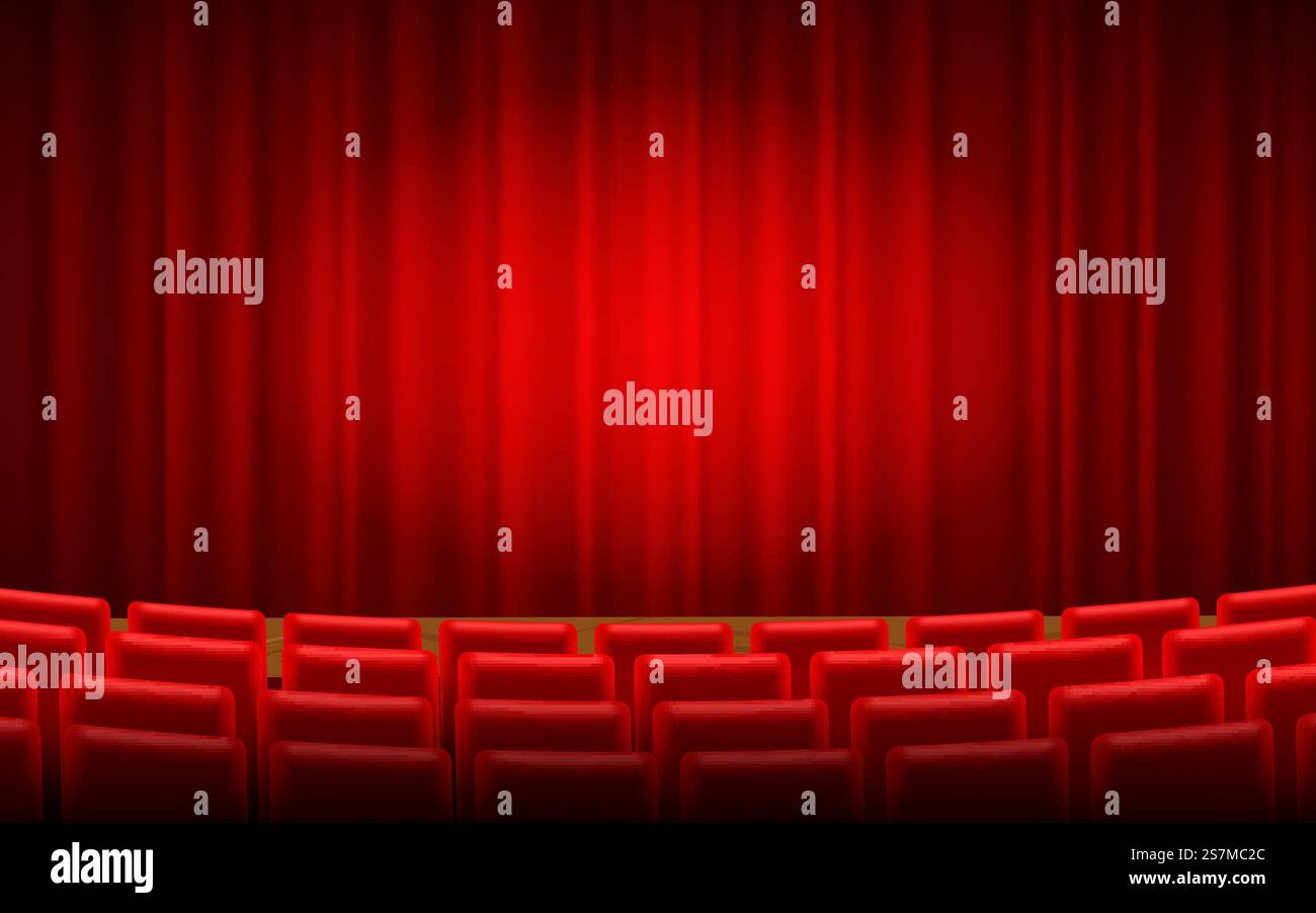 Red stage curtain for theater, opera scene drape Stock Vector Image ...