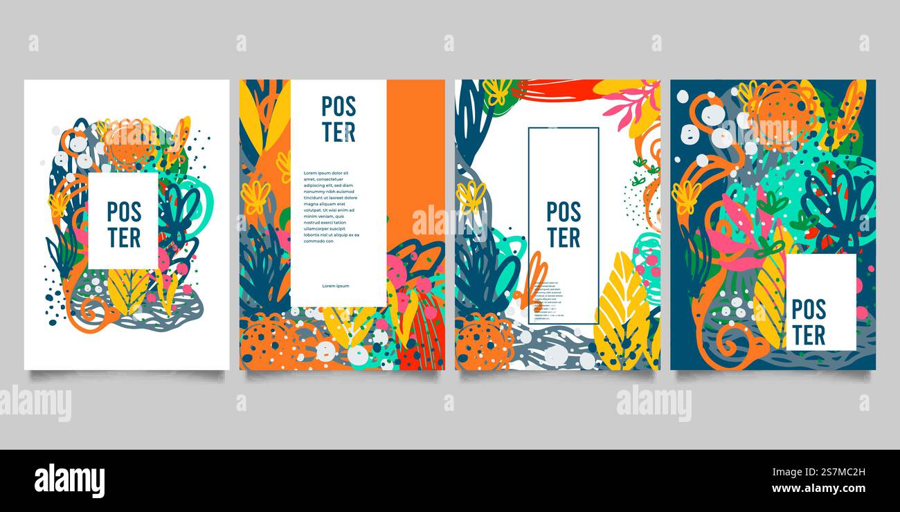 Set of abstract creative universal artistic templates. Good for poster ...