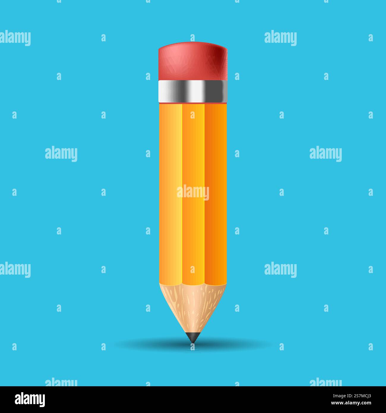 Vector short yellow pencil, Realistic pencil isolated cartoon with ...