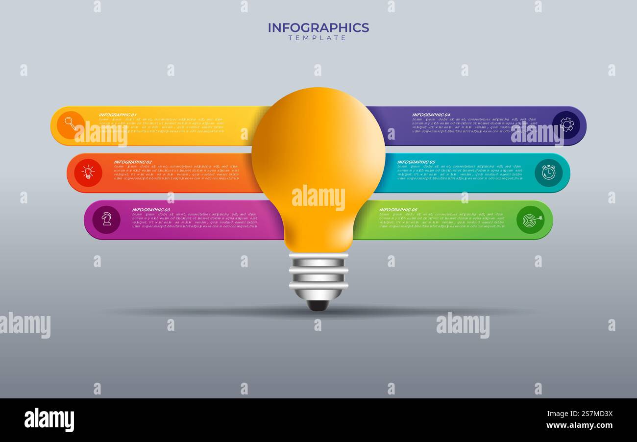 Vector idea light bulb circle infographic template for graphs, charts, diagrams. Business ...
