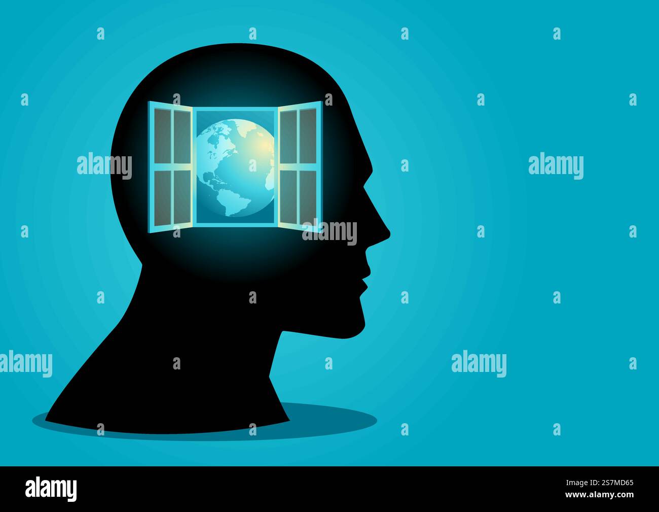 Mind concept graphic, open window symbolizes freedom, knowledge, a ...