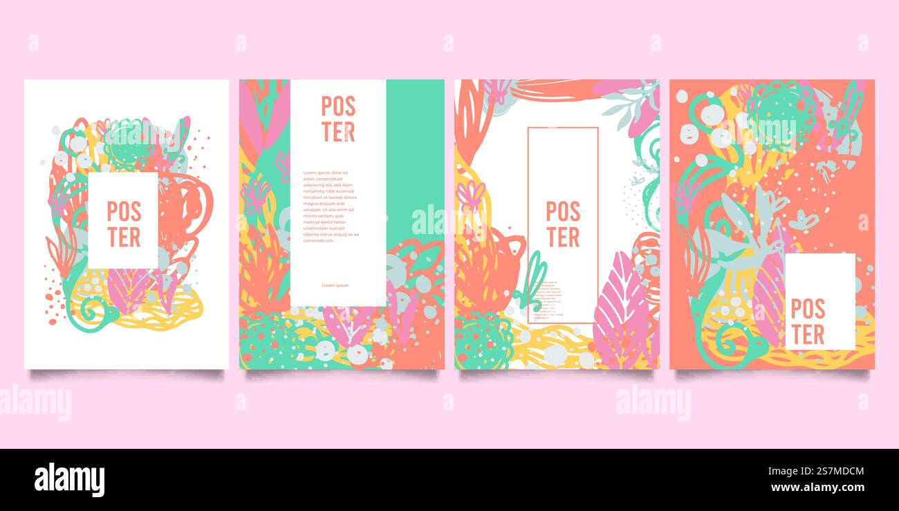 Set of abstract creative universal artistic templates. Good for poster ...
