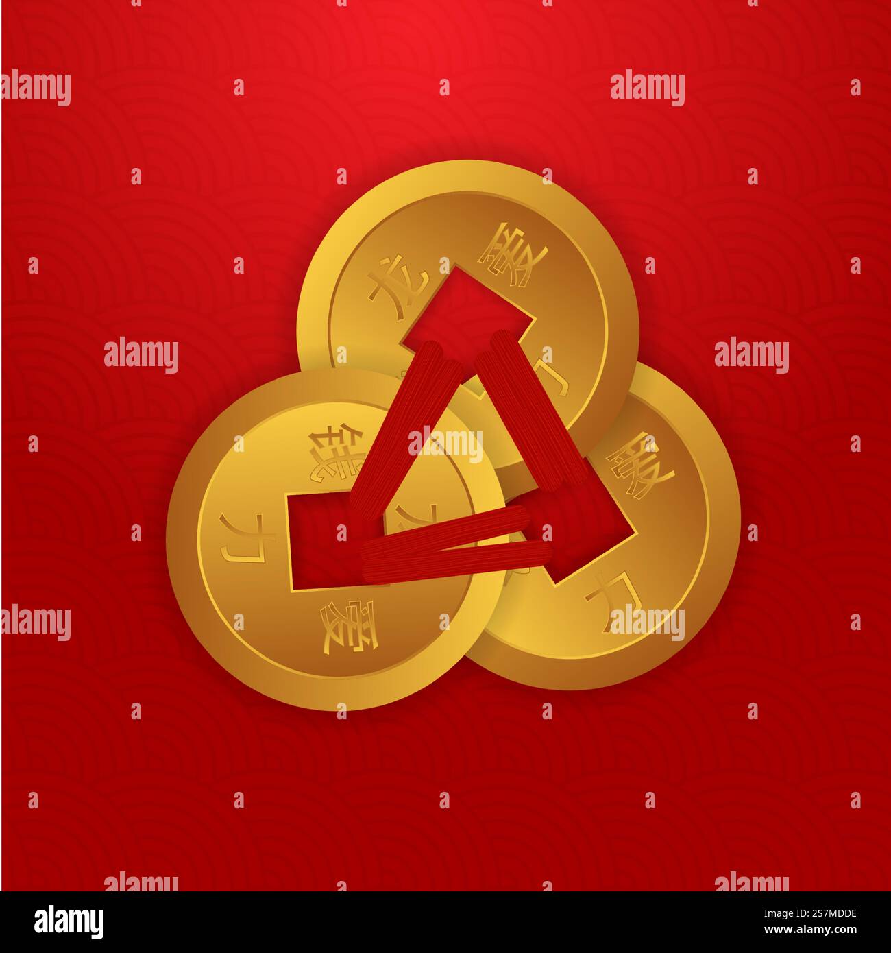Chinese New Year lucky three coin set. Design element for greeting card ...