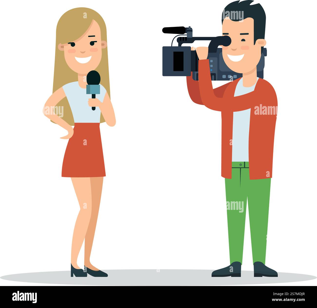 Flat style woman journalist correspondent vector illustration female ...