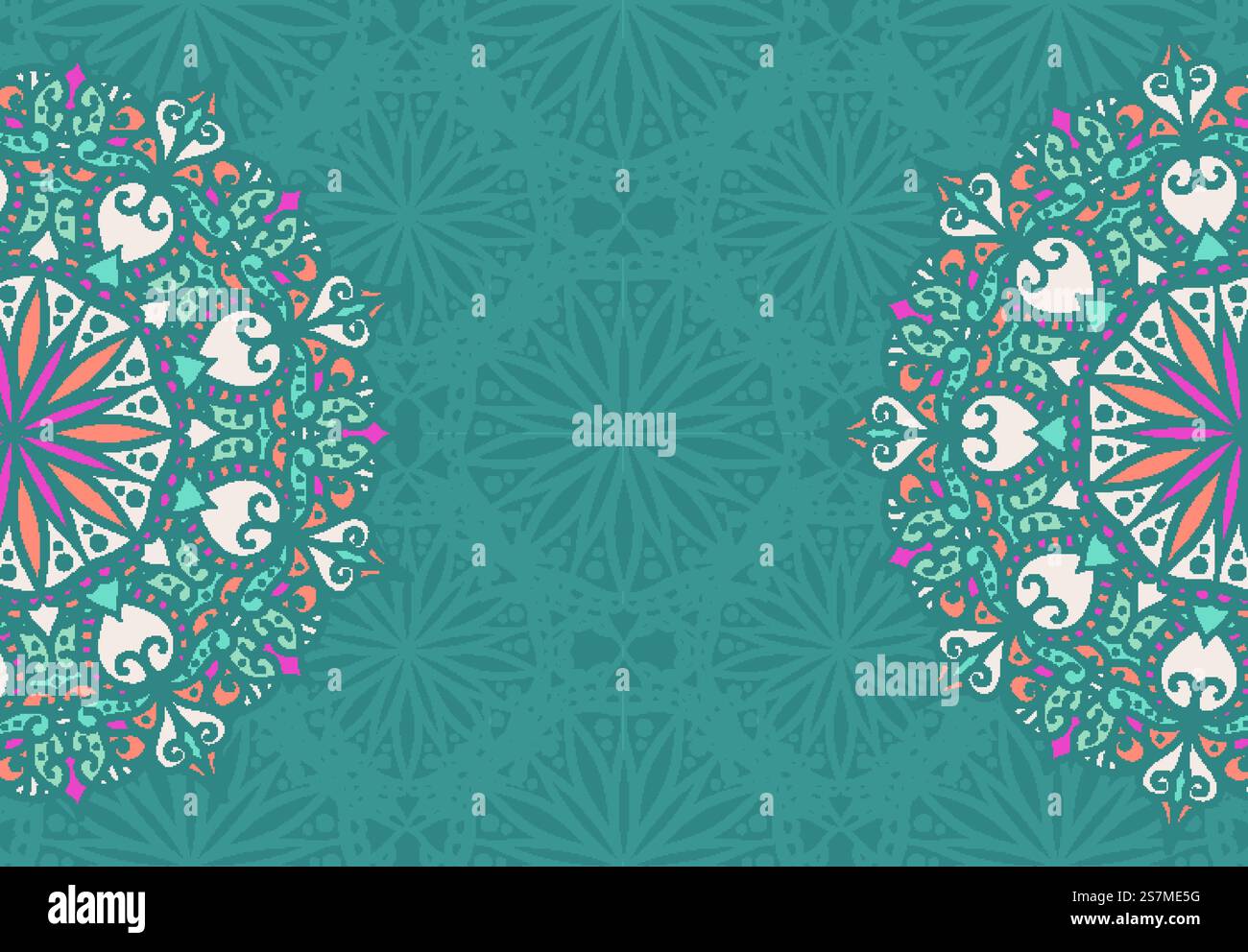 Ornate seamless borders and round mandala vignettes hi-res stock ...