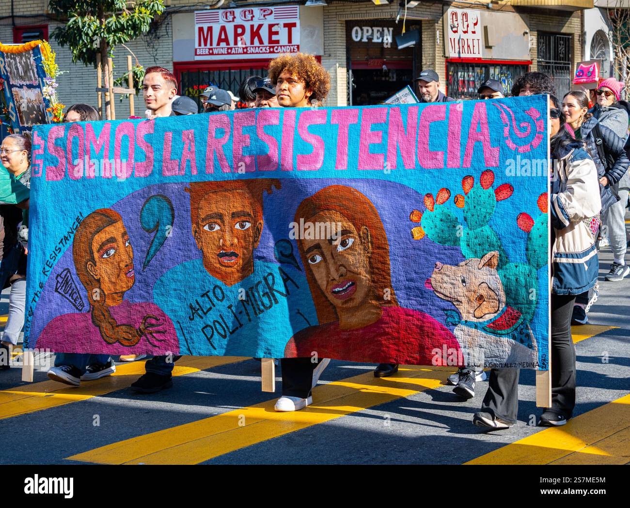 Photo of the main banner with Somos la Resistencia (We are the ...