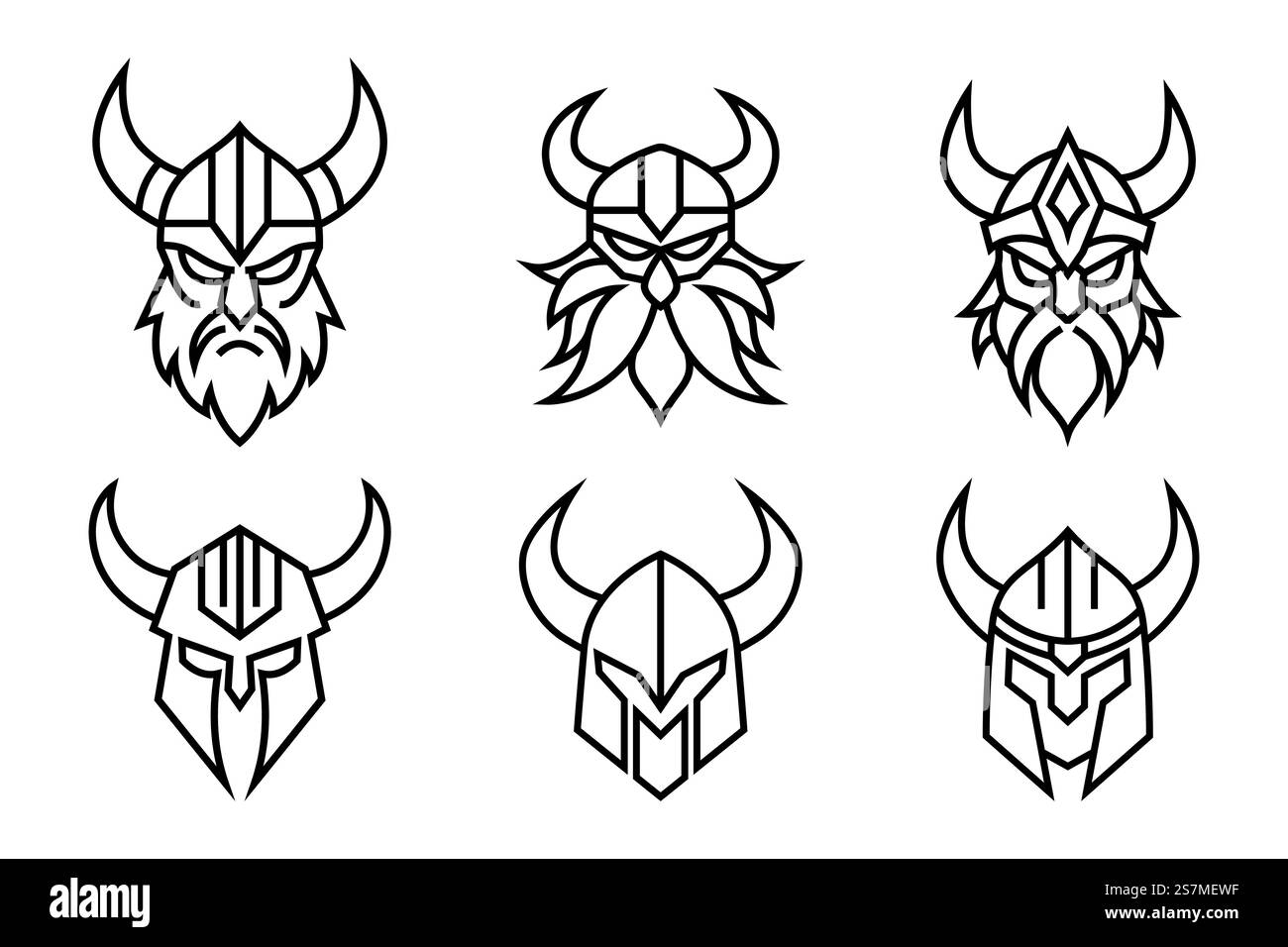 A collection of six minimalist line art designs depicting various ...