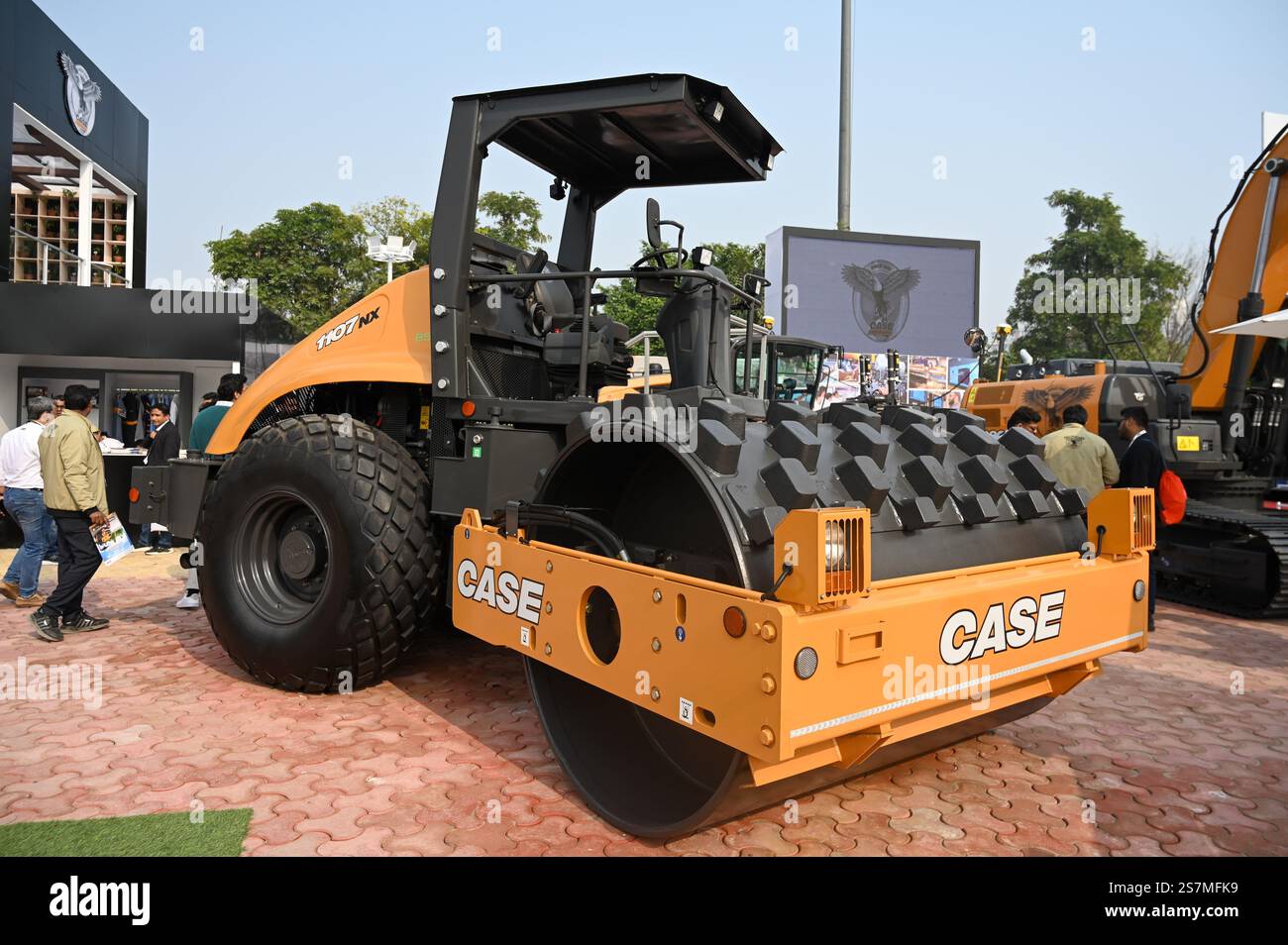 GREATER NOIDA, INDIA - JANUARY 19: Construction machinery, building material equipment, mining ...