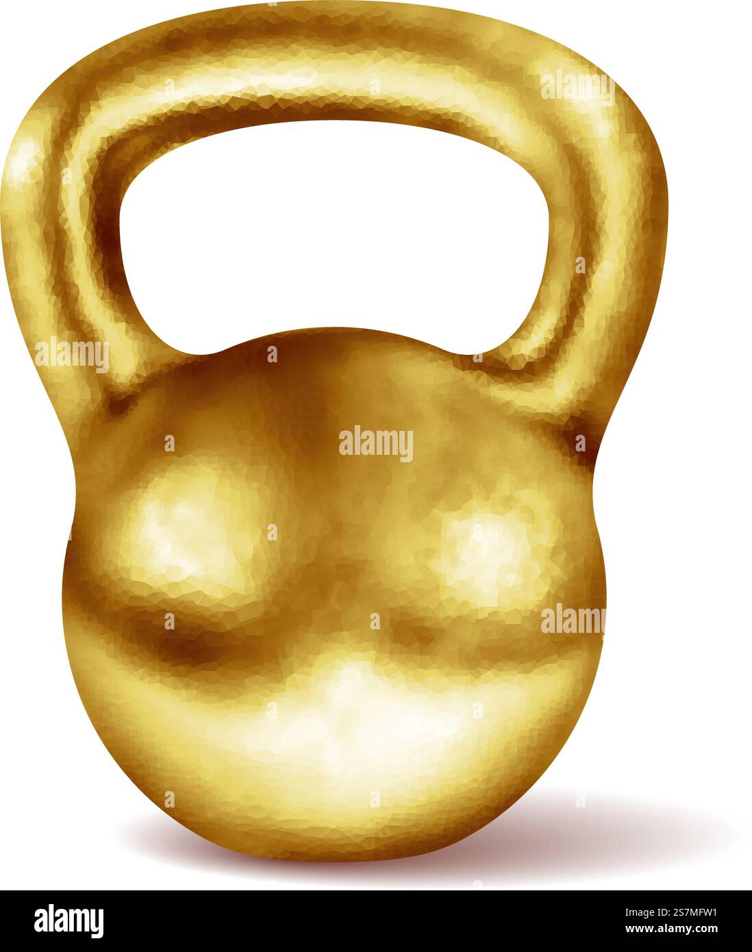 Vector realistic glossy gold kettlebell isolated on white background. Eps8. RGB. One global ...
