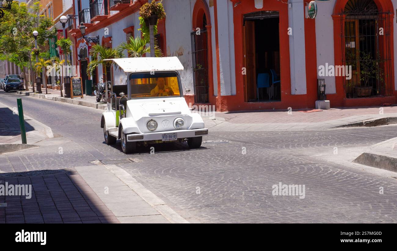 Mazatlan, Mexico - May 14, 2019: Volkswagen Pulmonia taxi await ...