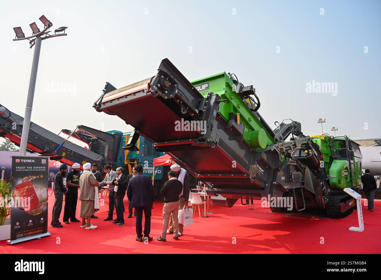 GREATER NOIDA, INDIA - JANUARY 19: Construction machinery, building ...