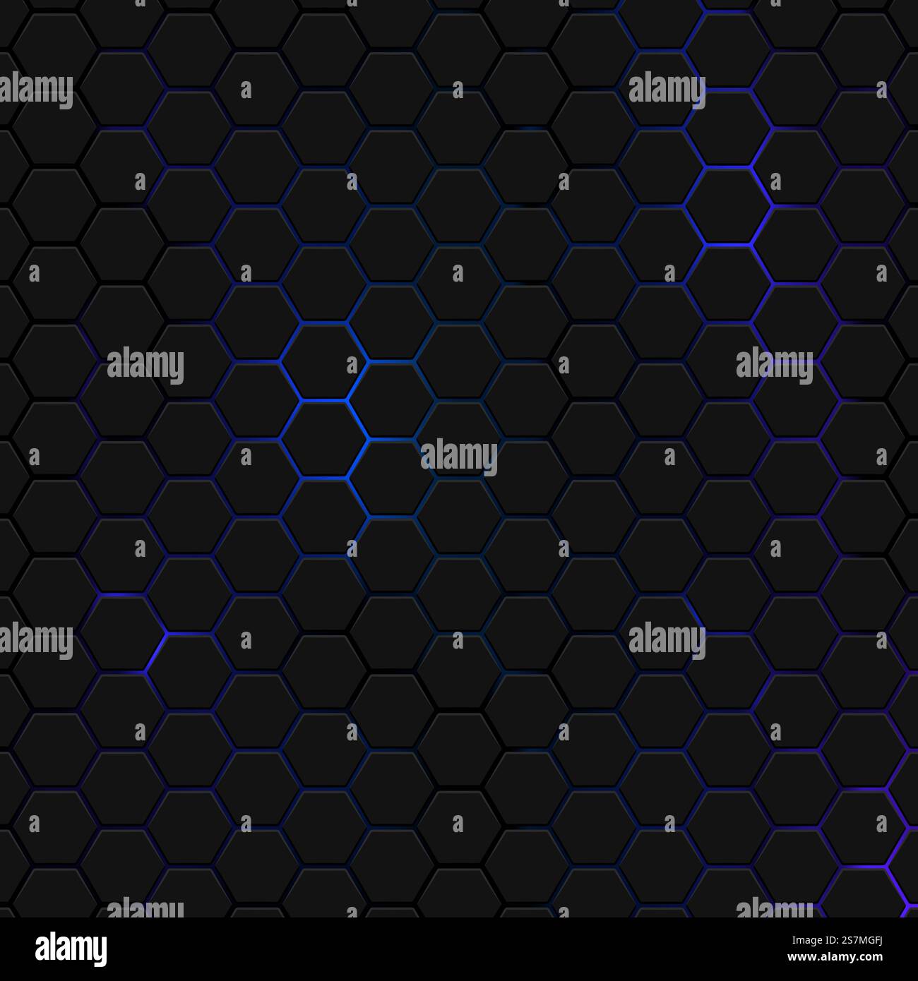 Hexagons honeycomb texture blue neon background, Abstract futuristic technology backdrop banner ...