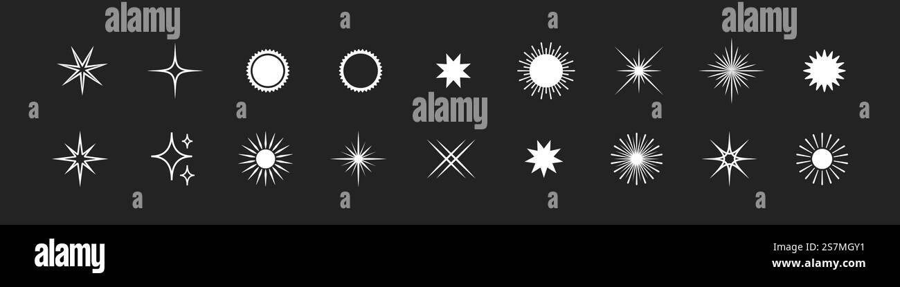 Retro star of different shapes flash silhouette set, Collection of ...
