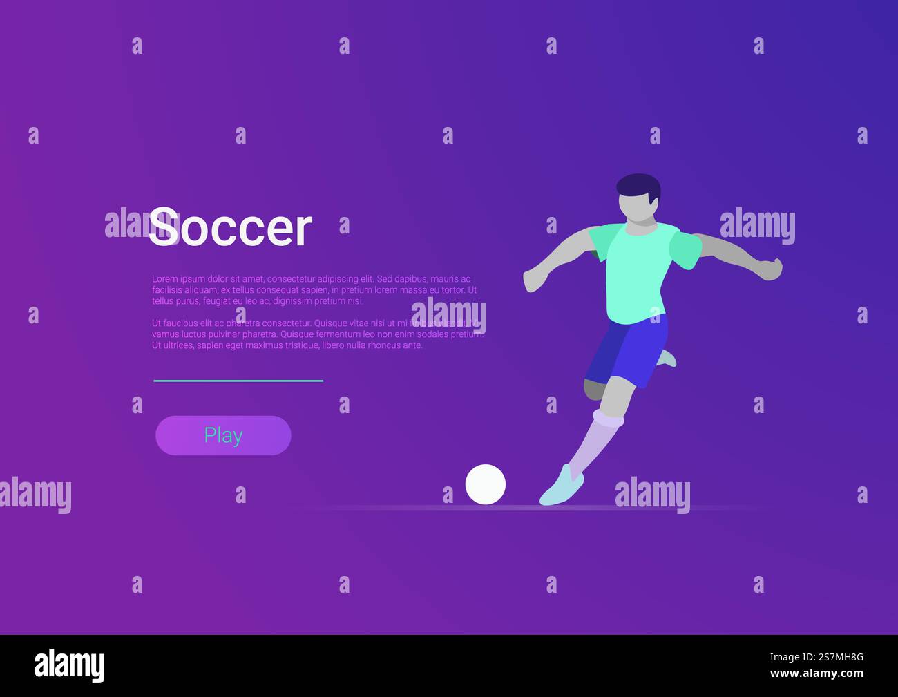 Soccer sportsmen vector flat style web template banner. Football player ...