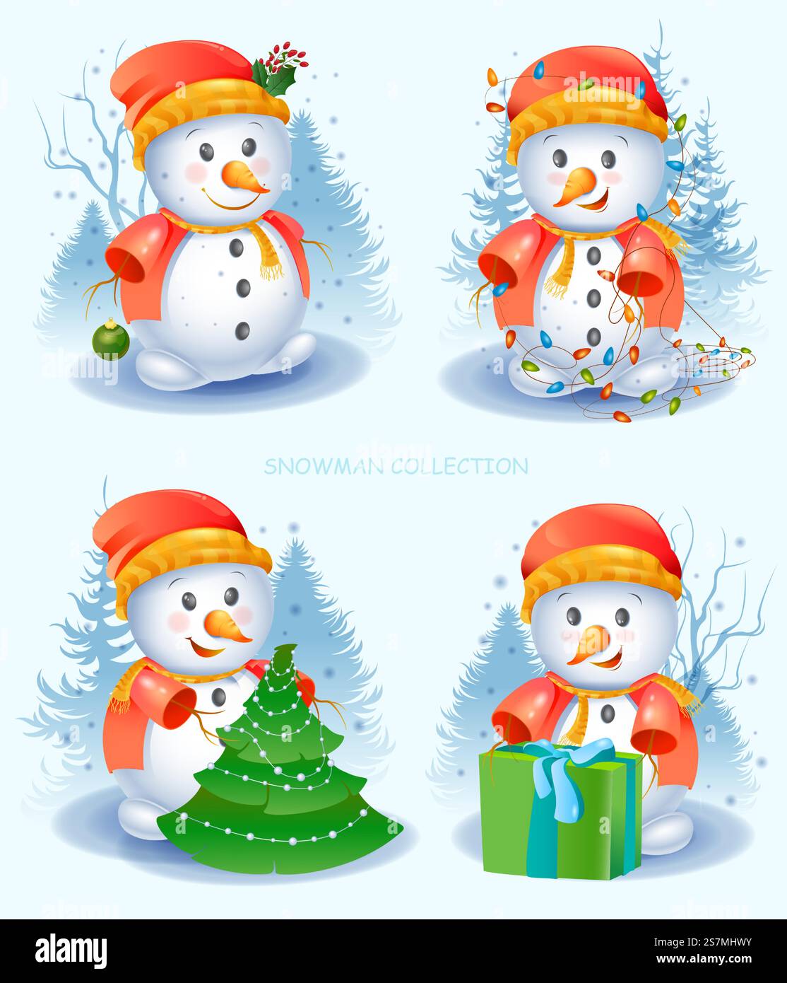 Cute Snowman Set. Winter elements activities for children. The ...