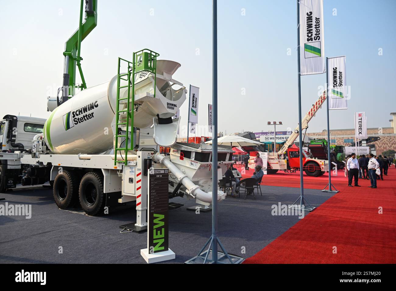 GREATER NOIDA, INDIA - JANUARY 19: Construction machinery, building ...