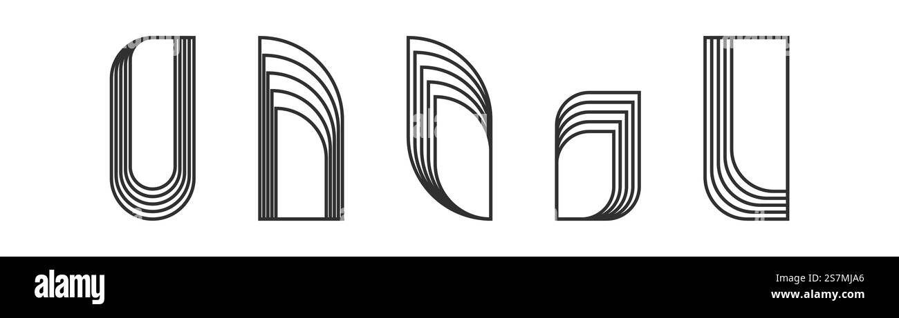 Minimalist linear shapes, decorative aesthetic arch frame, vector art ...