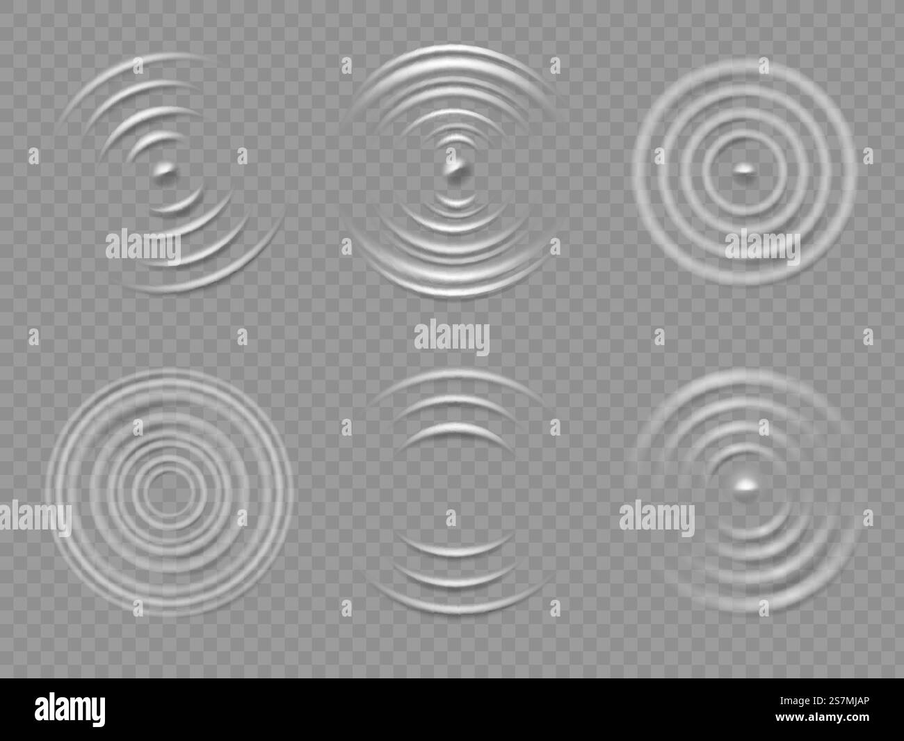 Ripples top view. Realistic water concentric circles and liquid ...
