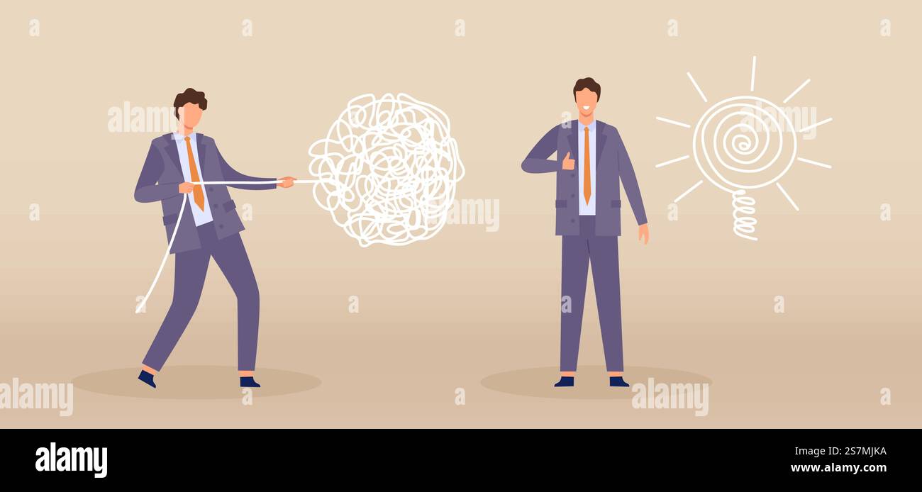 Business problem solving process concept with chaos and order line ...