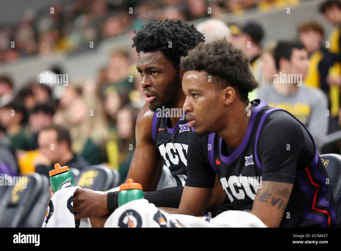 WACO, CA - JANUARY 19: TCU Horned Frogs center Ernest Udeh Jr. (8) and ...