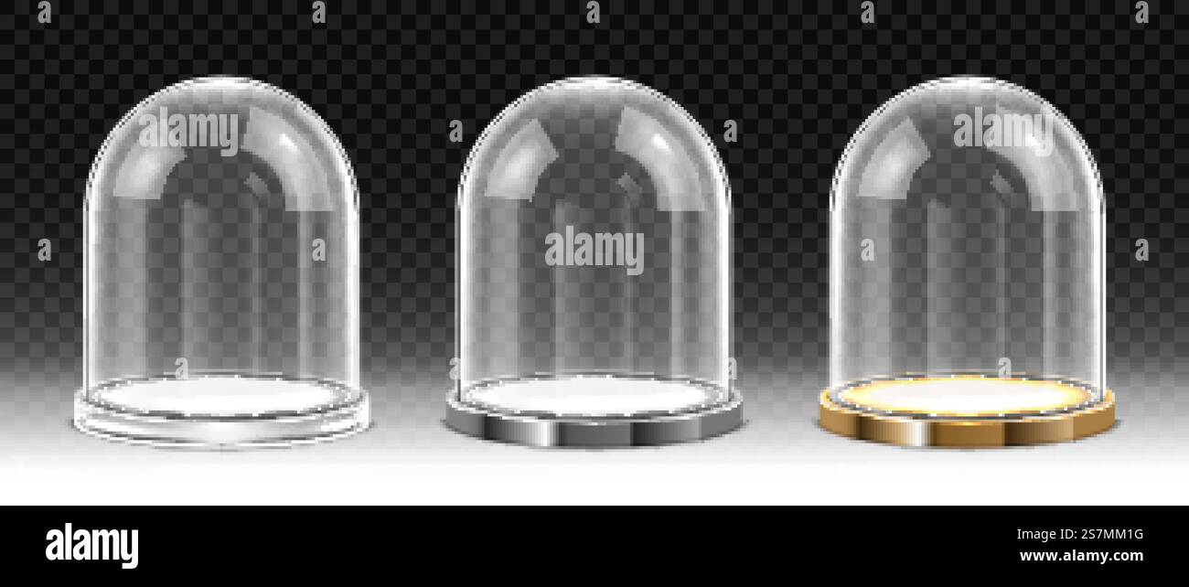 Set of glass dome isolated on transparent background. Realistic 3d ...