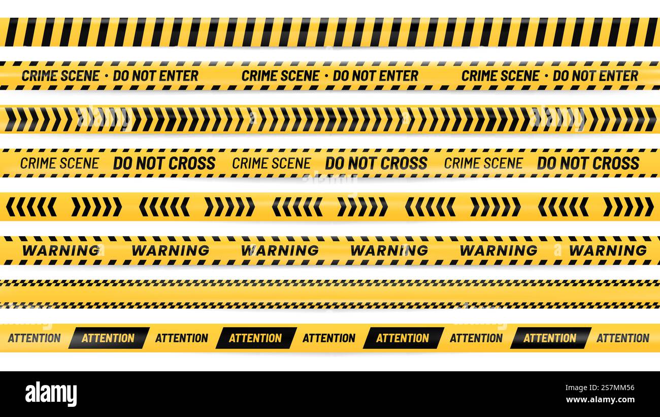 Danger ribbon. Alert stripes, warning tape and striped yellow and black ...