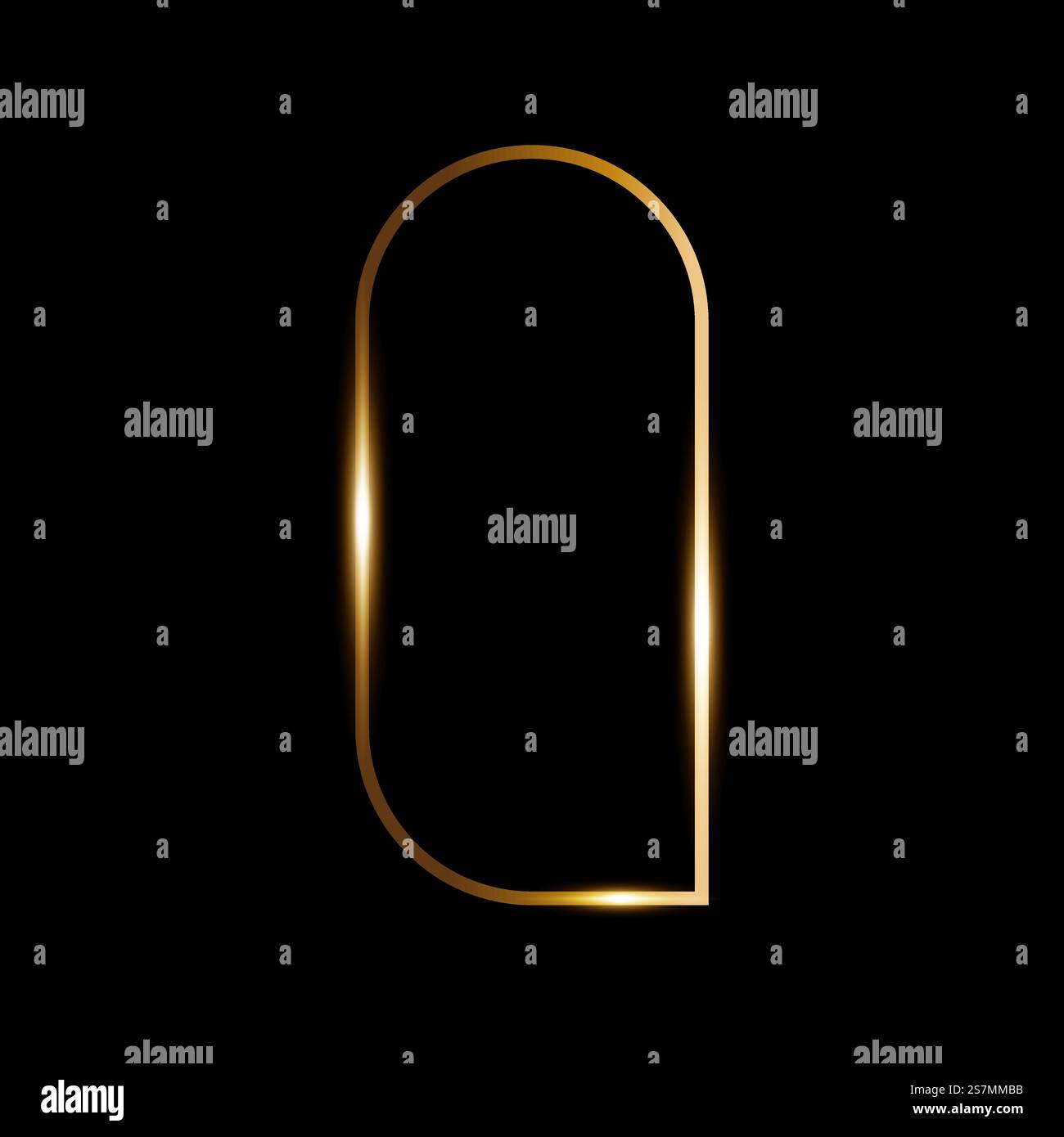Gold thin art deco frame on black background, Golden linear shape ...