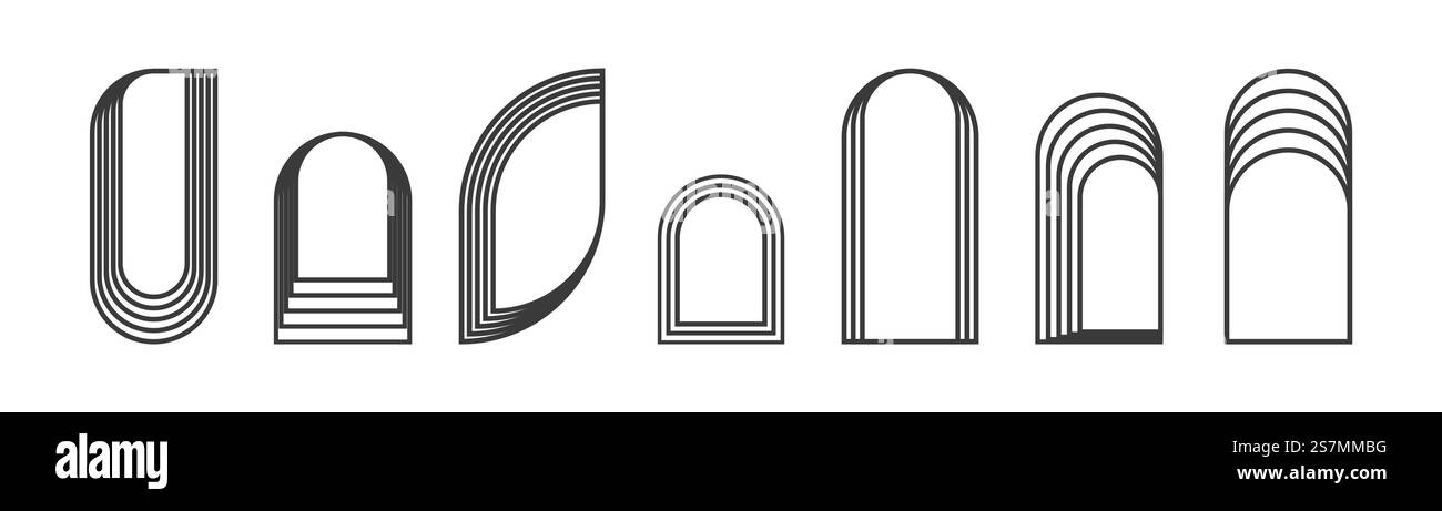Minimalist decorative aesthetic arch frame, vector linear design ...