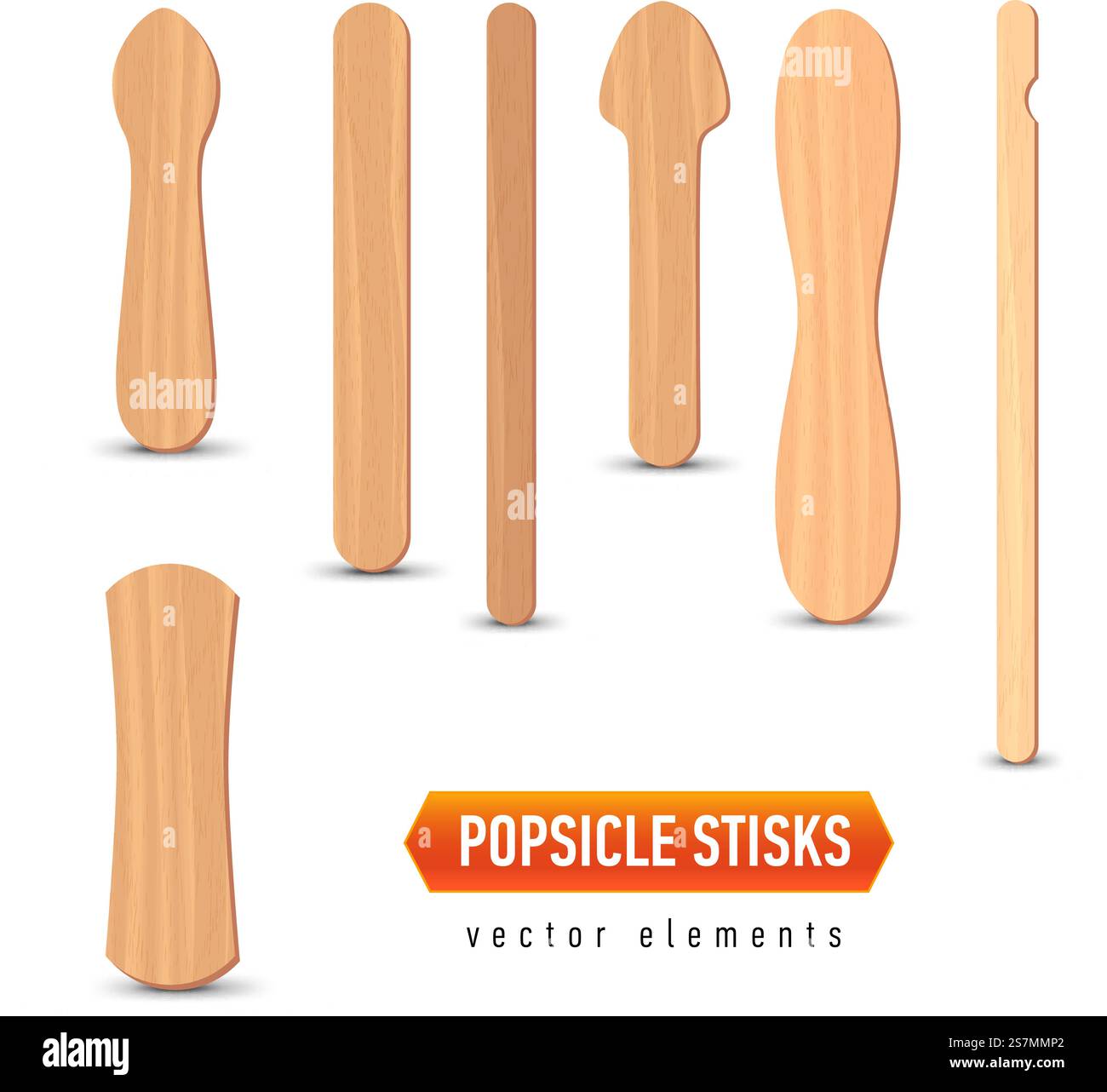 Set of realistic popsicle stircks. Ice lolly sticks, vector, summer ...