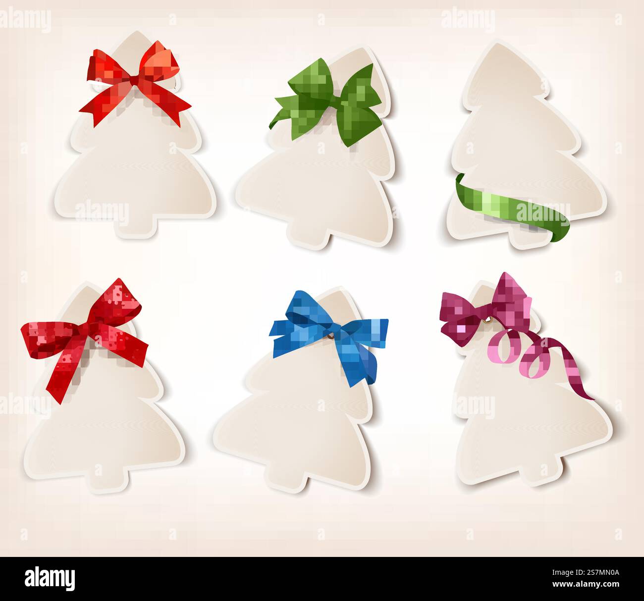 Set of beautiful gift cards with gift bows with ribbons Vector Stock ...