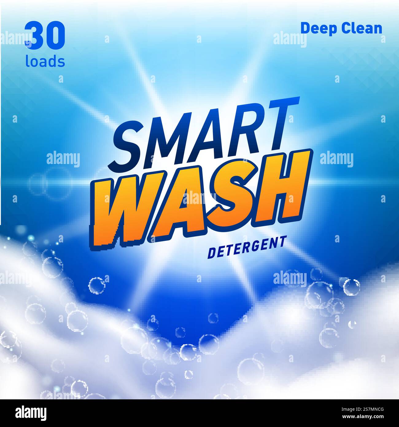 Detergent package design template with lens flare and realistic soap ...