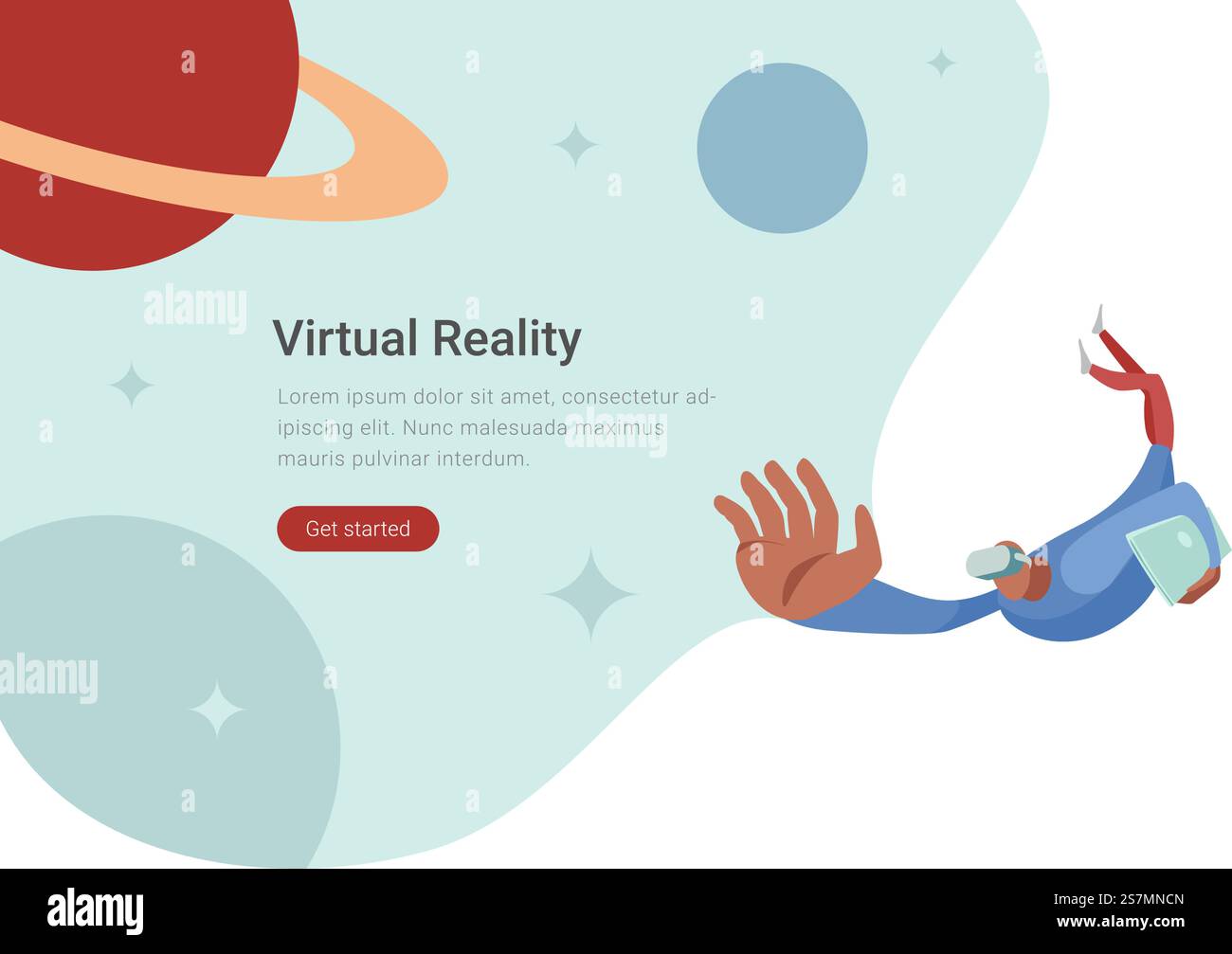 Virtual Reality VR Technology flat vector design illustration. Man in ...