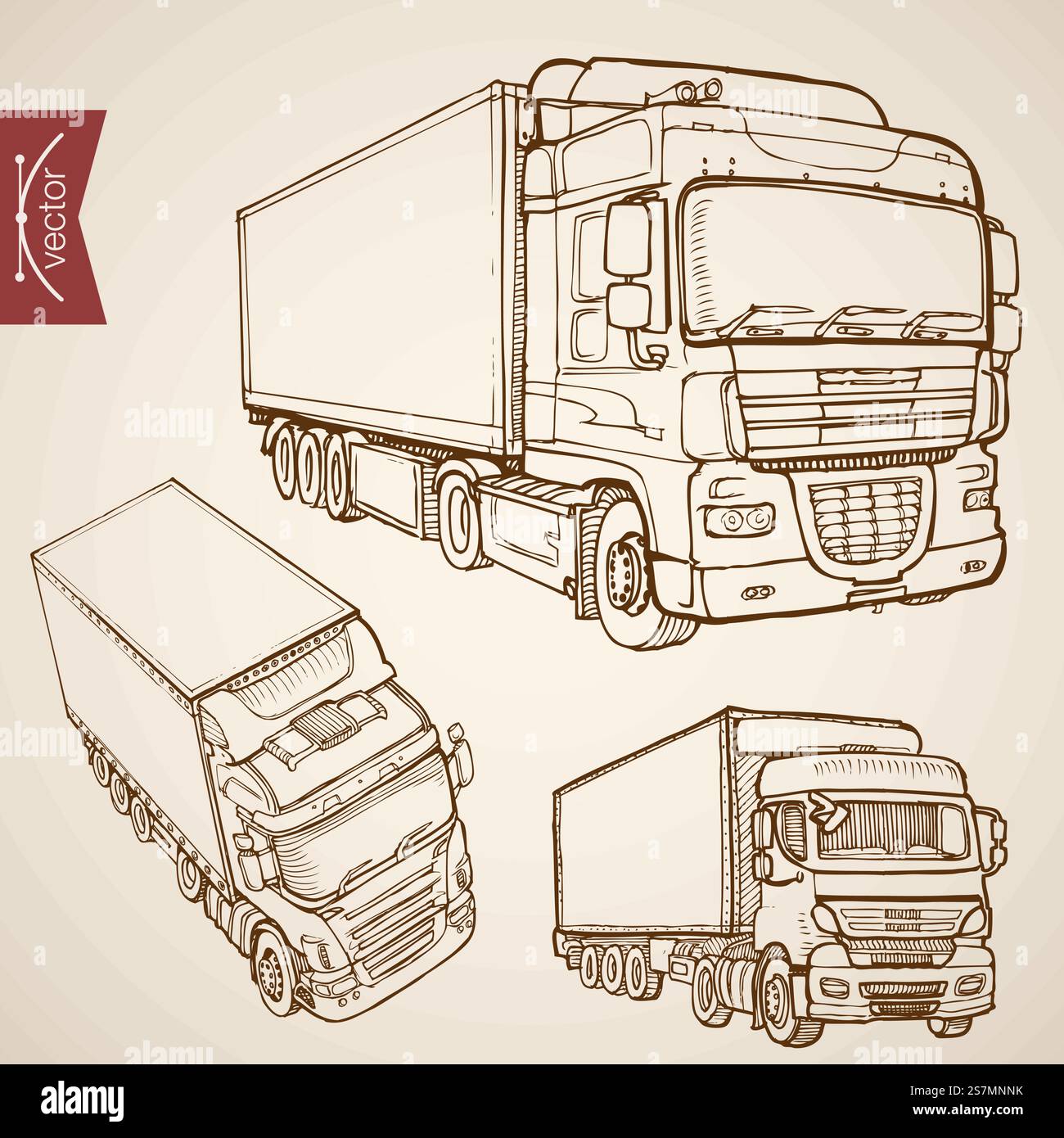 Engraving vintage hand drawn vector delivery transport collection ...