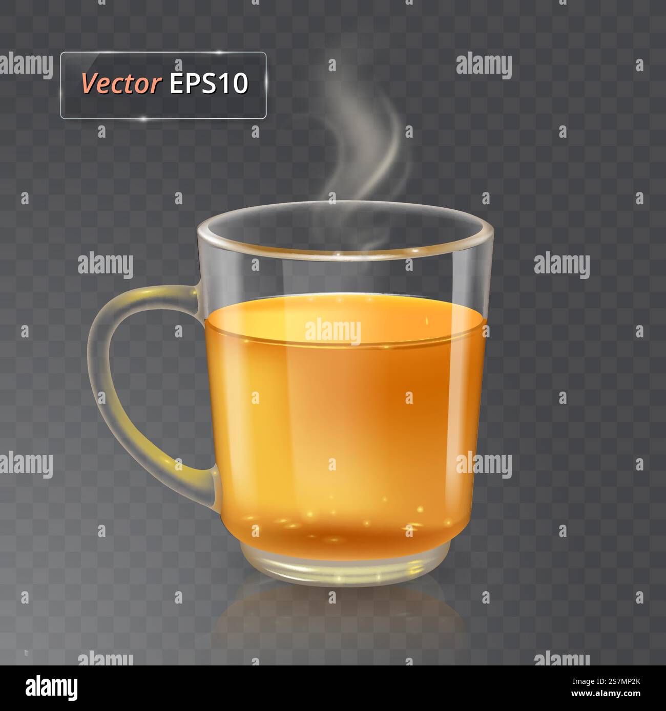Vector cup for tea or coffee. Glass transparent cup isolated on ...