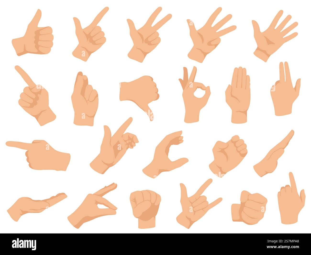 Hand Gestures Vector Illustration Set Counting Fingers Gesture Palm Pointing Hand