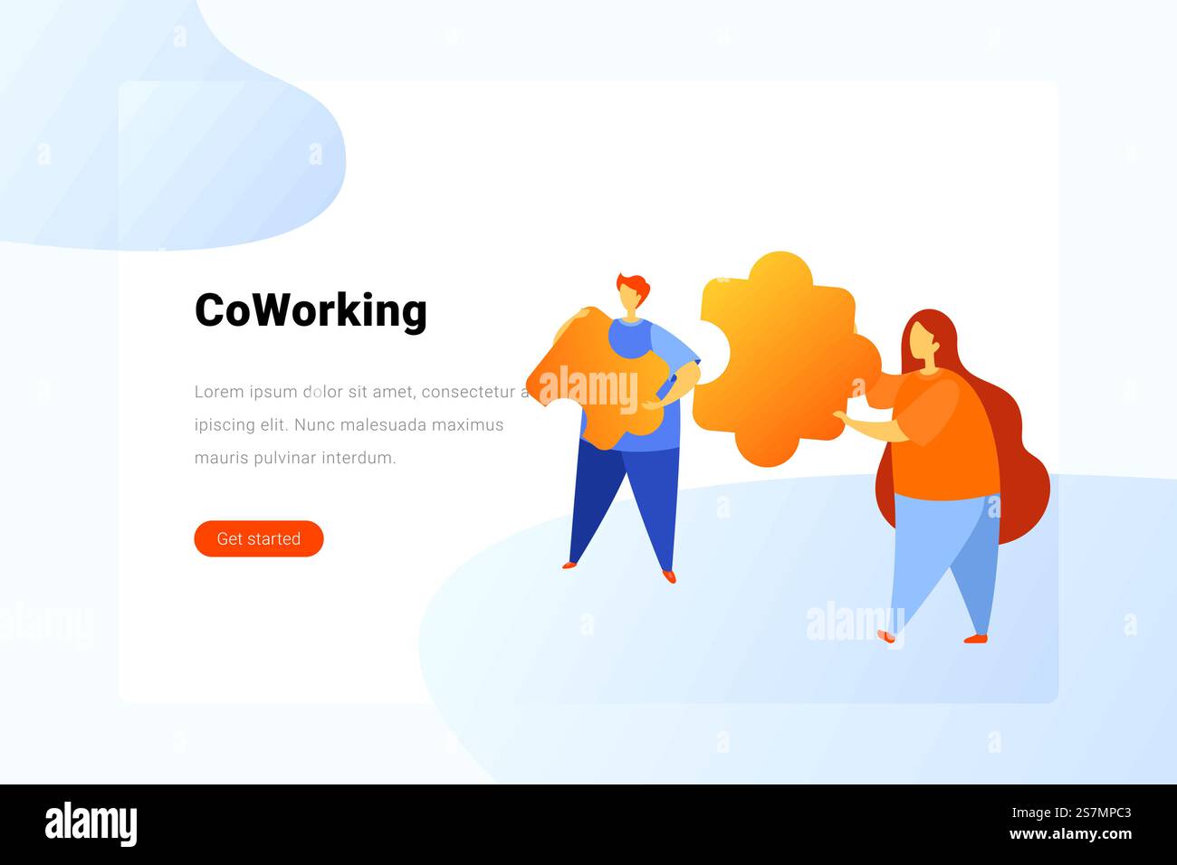 Team work Solution Flat vector illustration concept. Teamwork Coworking creative People man and ...