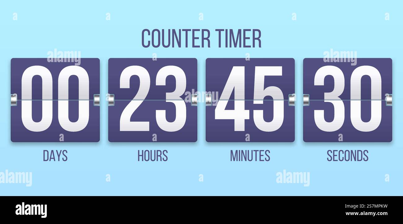 Flip clock timer. Countdown counter days, counting hours and minutes ...